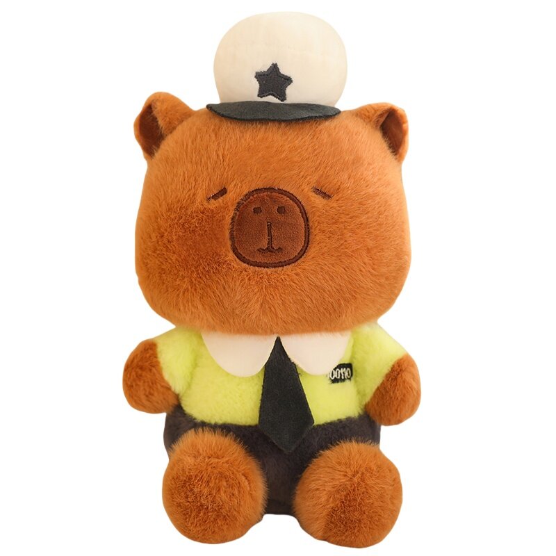 Плюшевая кукла унисекс PANGPANGLONG Капибара Полицейский, 25CM EU, Green Police Uniform Style