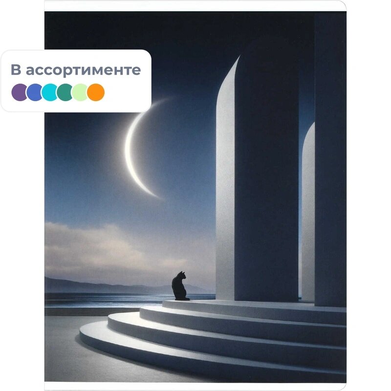 Тетрадь 48 л, клетка лунный КОТ А5+ в ассорт/74228