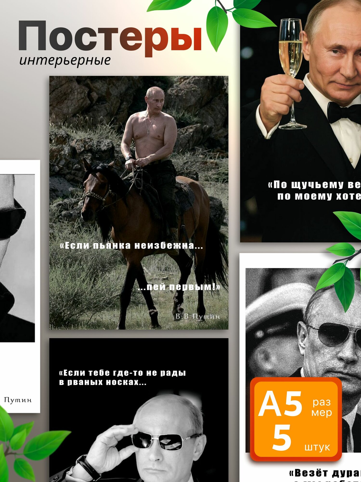Постеры на стену интерьерные В. В. Путин