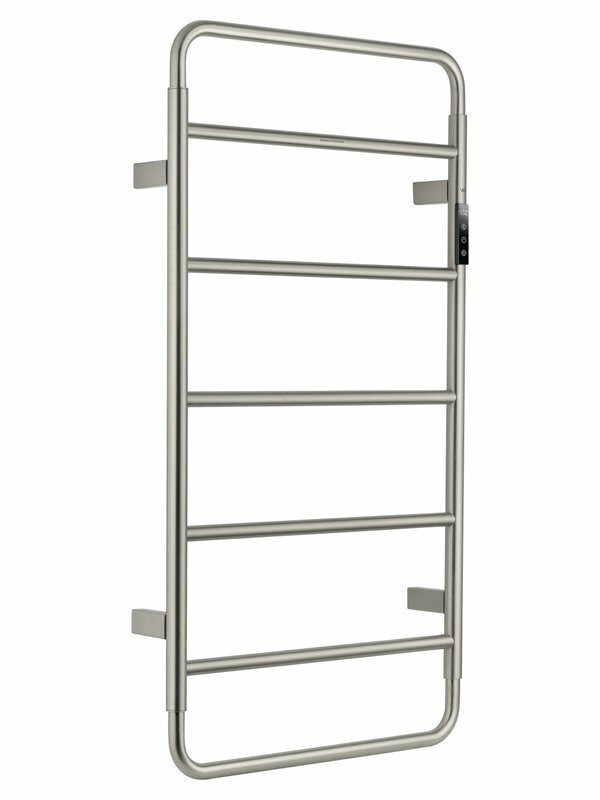 Полотенцесушитель электрический Wonzon & Woghand Wismar WW-AL202-BR 90x45 см, подключение справа, слева, скрытое подключение справа, брашированный никель, лесенка