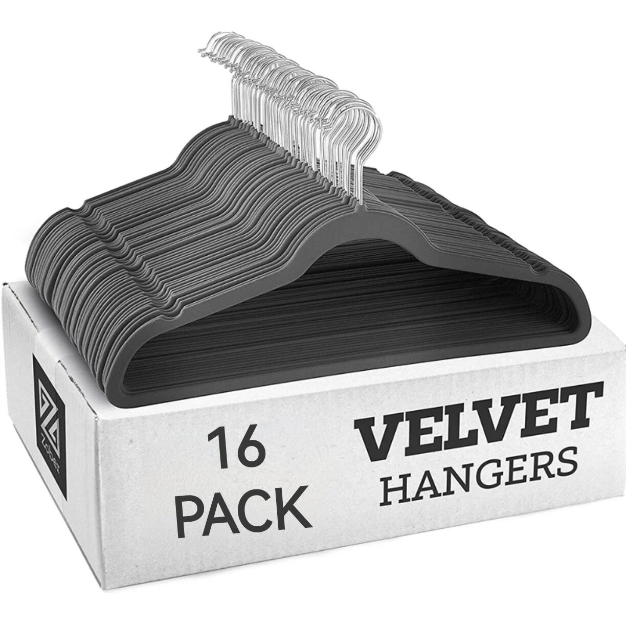 Вешалки бархатные Set Associative 16 штук Серый, Grey silver hook