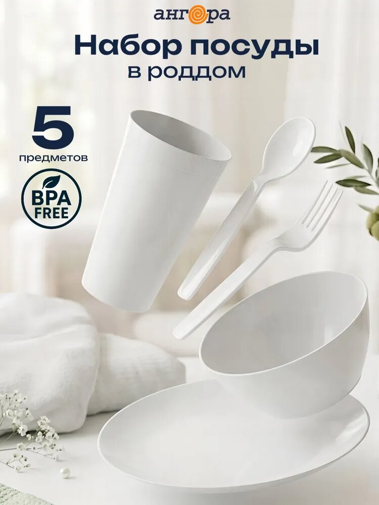 Набор посуды в роддом, для дома, пикника, в больницу, 5 предметов