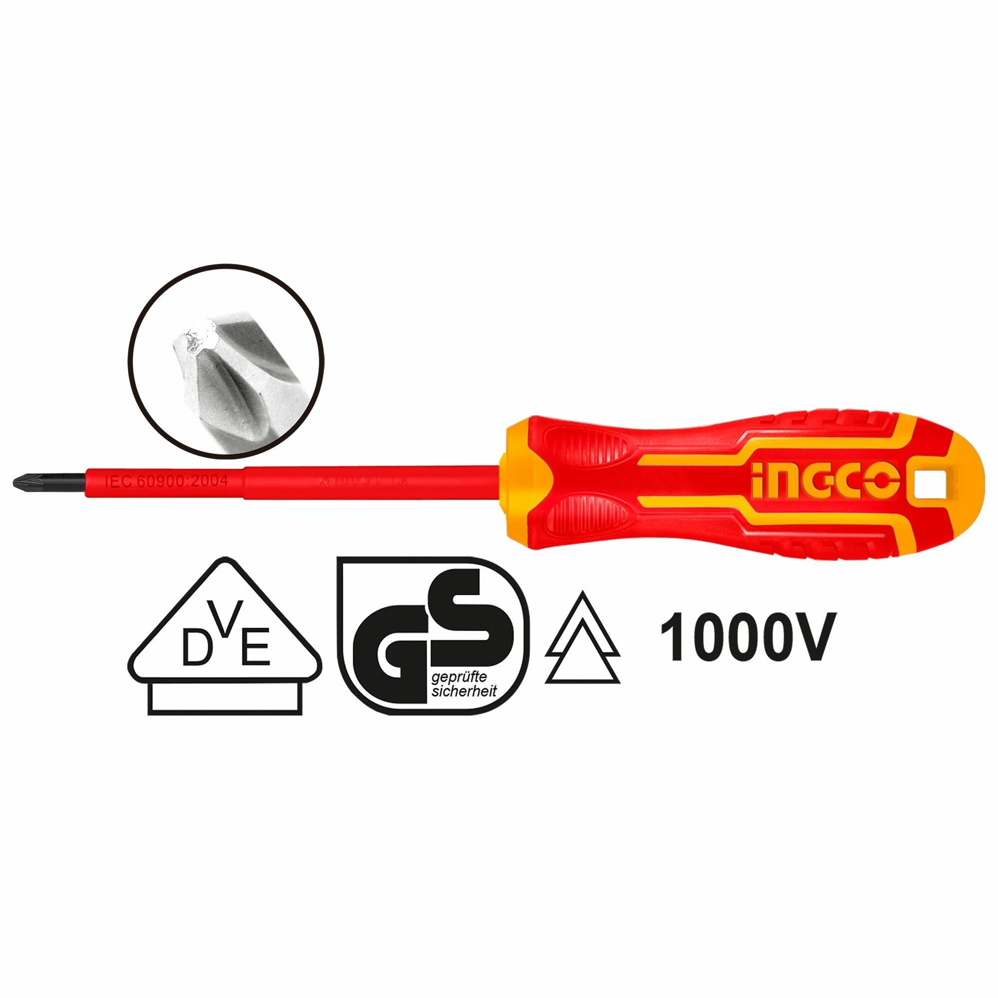 Диэлектрическая крестовая отвертка INGCO PH0x60 мм HISD81PH060