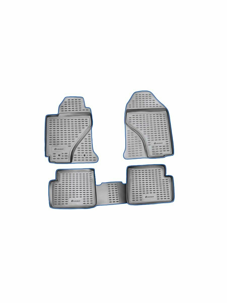 Коврики 3D в салон TOYOTA Corolla 2002-2007, 4 шт. (синий кант, полиуретан) / Тойота Королла