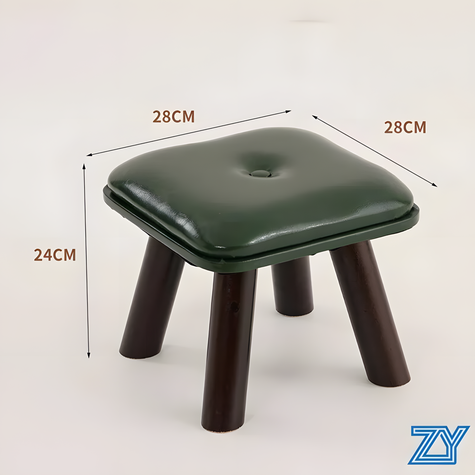 Банкетка зеленая с мягким сиденьем 28x28x24 см для гостиной