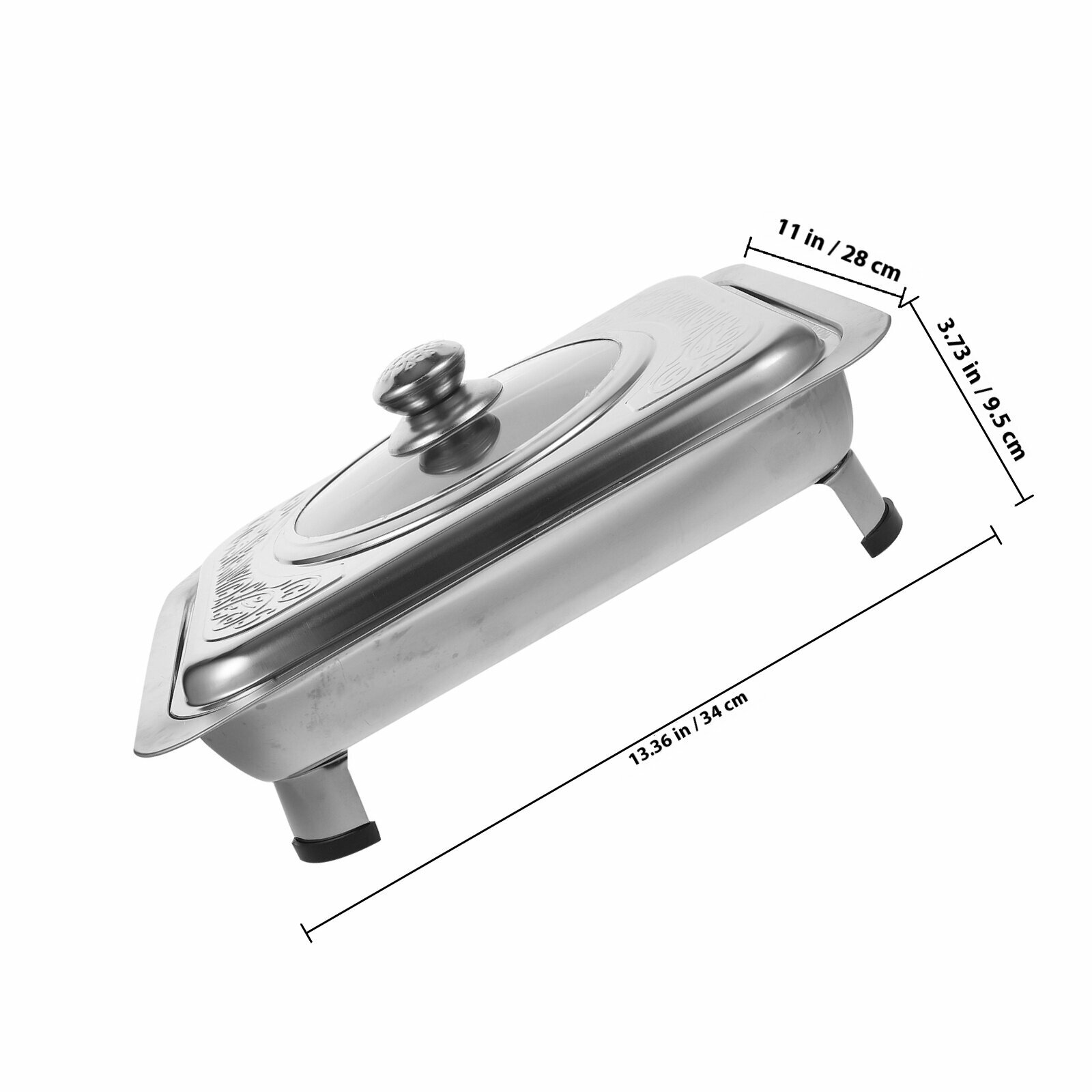Поднос Из Нержавеющей Сталью Для Еды 1 Шт Серебристый 34.00X28.00X9.50Cm