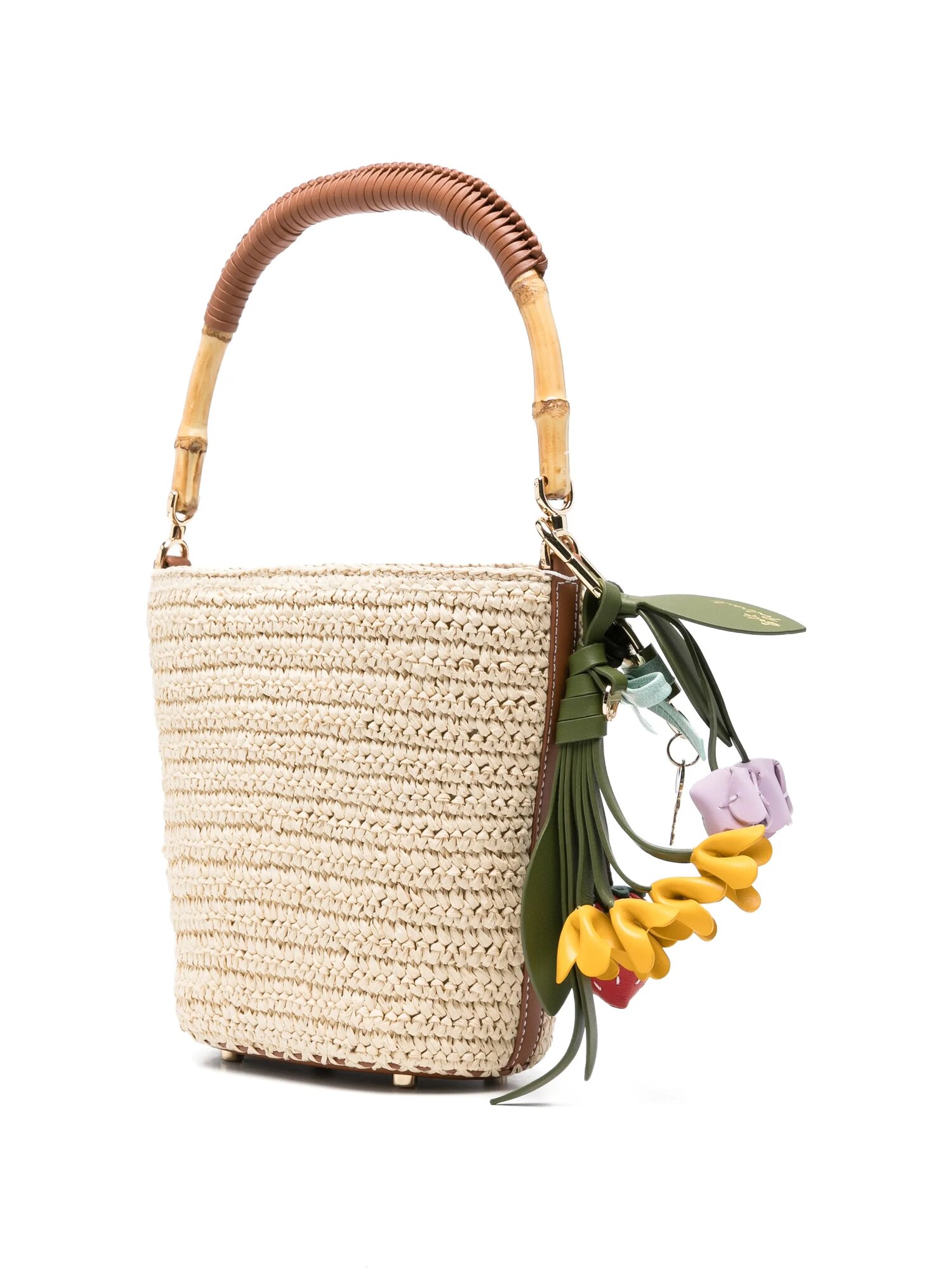 Сумка Self-Portrait Raffia charm bucket bag, разноцветный — фото 1
