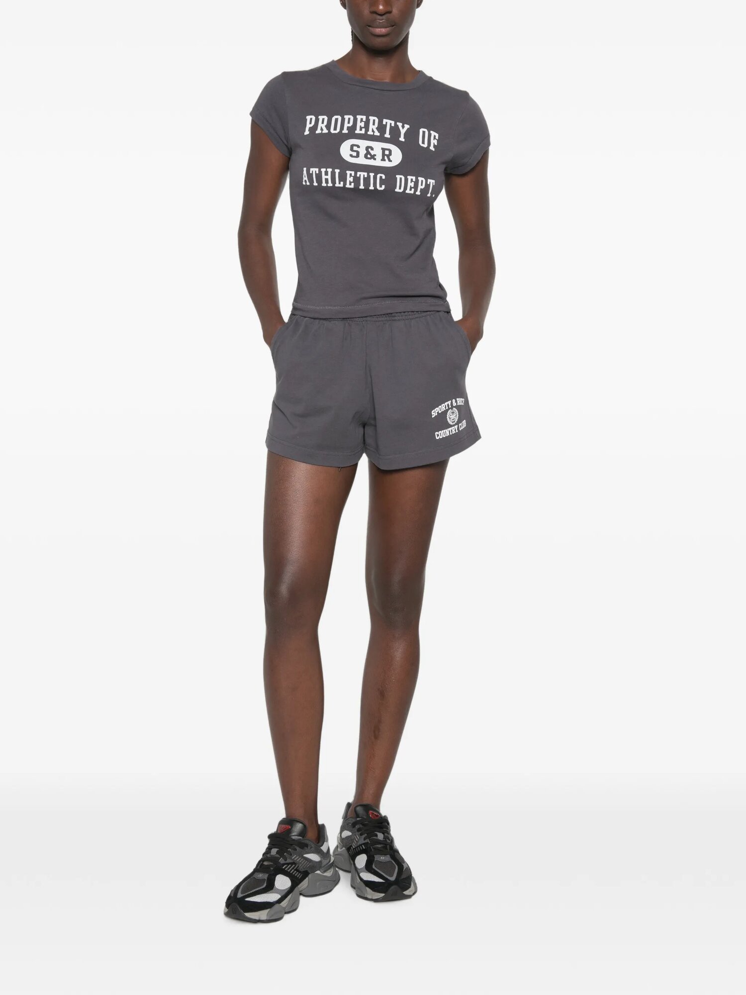 Шорты Sporty & Rich Logo-print elasticated shorts, размер 40 — фото 1
