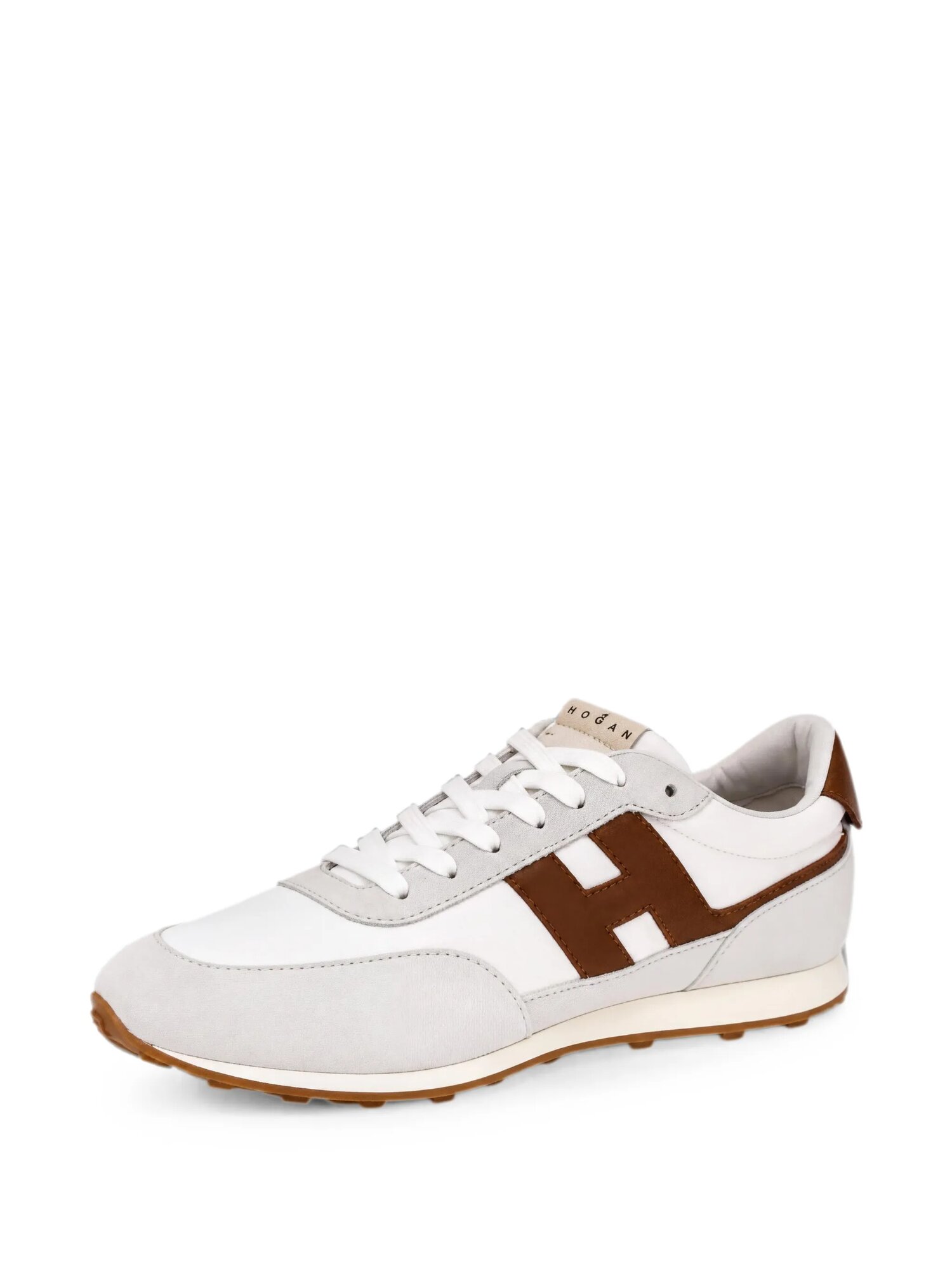 Кроссовки Hogan Athletic logo-patch panelled sneakers, размер 10 UK, бежевый/белый — фото 1