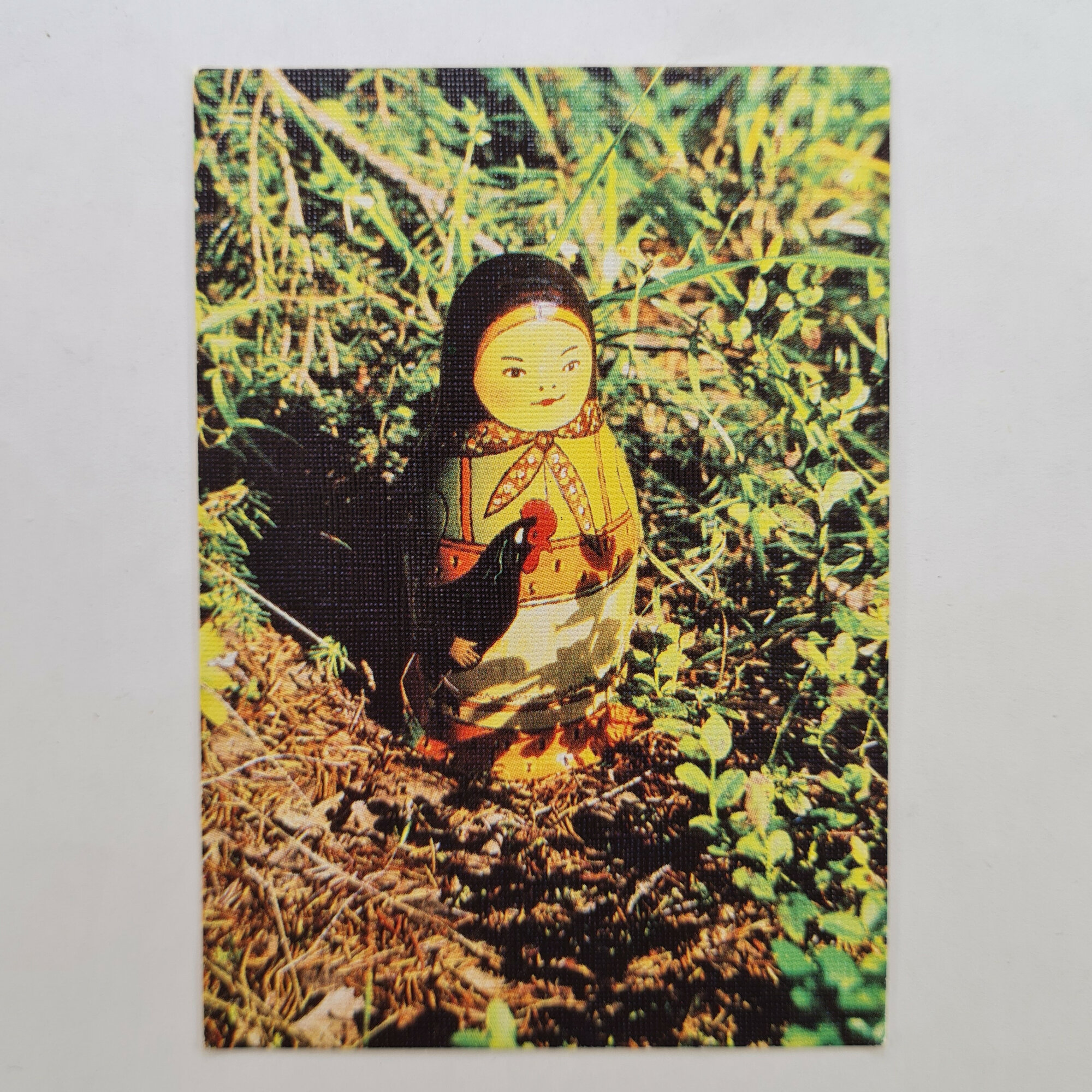 Карманный календарик 1992. Матрешка с петухом, народная игрушка. Календарь винтажный