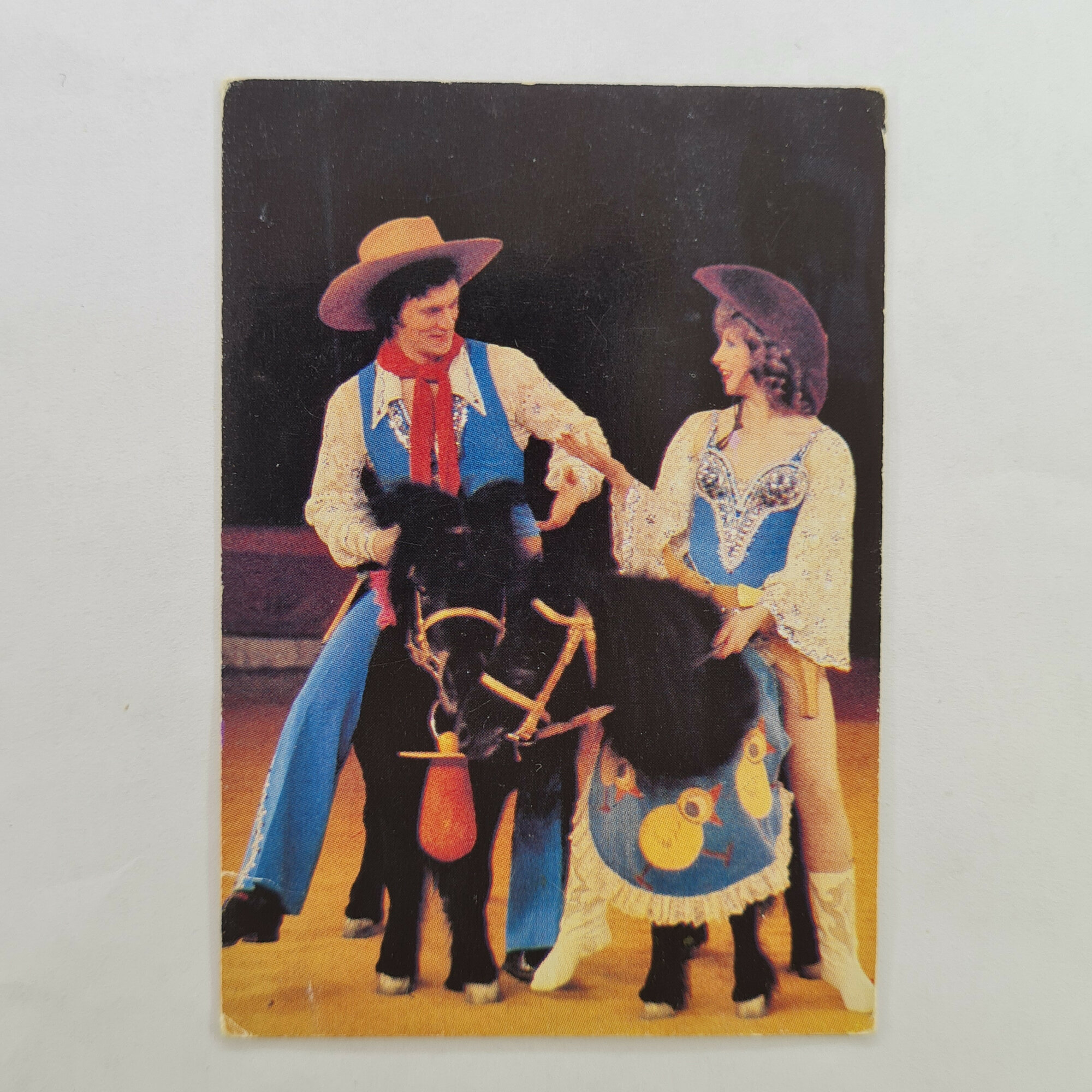 Карманный календарик СССР 1987. Цирк, артисты с пони. Советский календарь