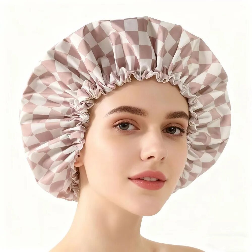Шапочка для душа, Coffee plaid sealed shower cap