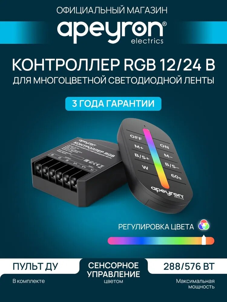 Контроллер для светодиодной ленты RGBW с сенсорным пультом 12В/24В 04-104