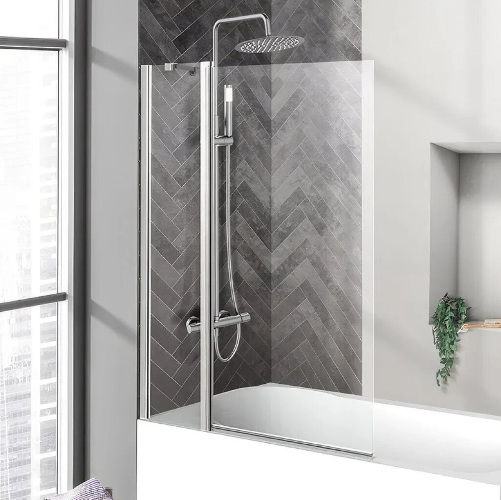 Шторка на ванну BelBagno Uno V-11-100/150-C-Cr стекло прозрачное, UNO-V-11-100/150-C-Cr, Алюминий, хром, 150×100×150 см