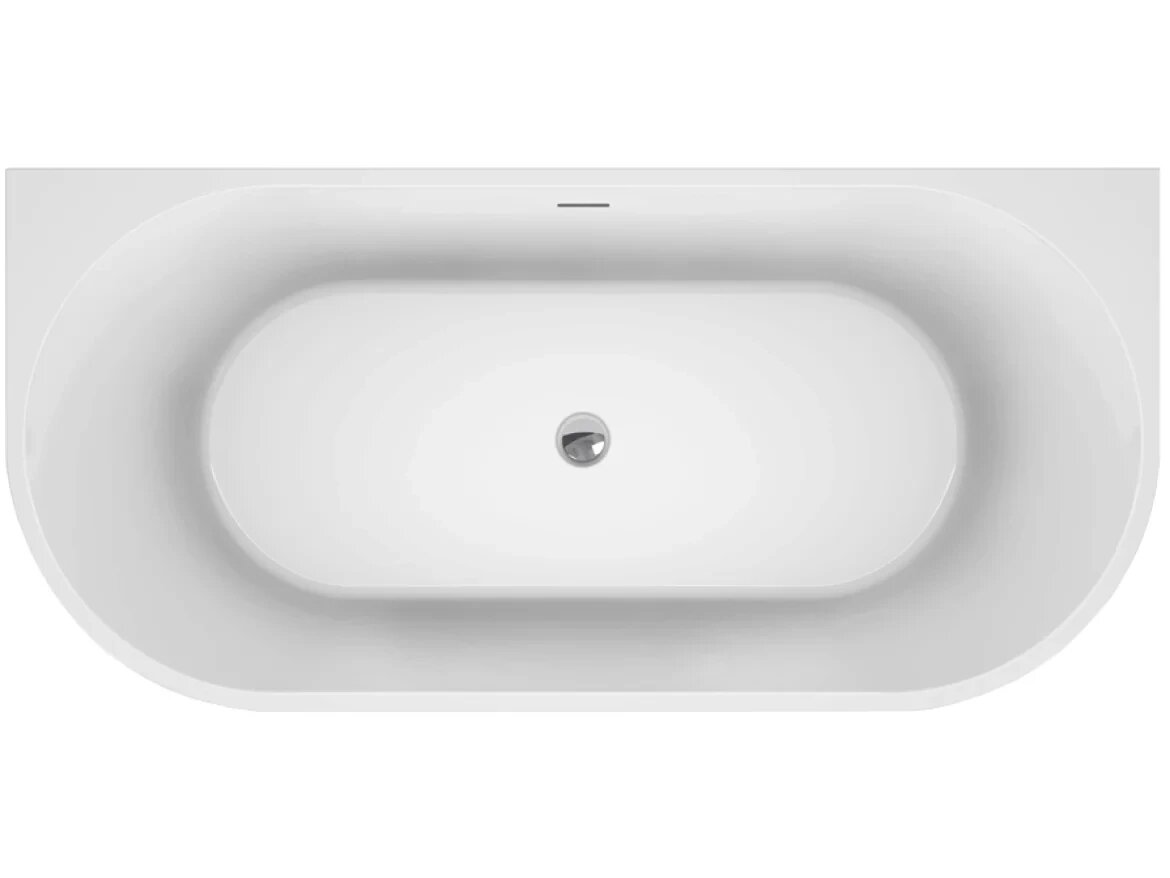 Акриловая ванна BelBagno BB710-1400-750 140x75 см, пристенная, белая, овальная, со сливом-переливом, с донным клапаном