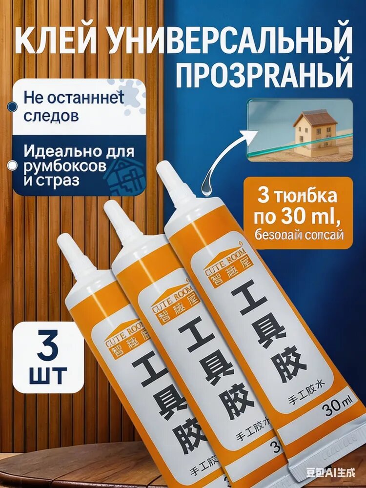 Клей канцелярский ДХЭдля сборных моделей, для пластмассы 3 шт, 90 мл./ 90 г.