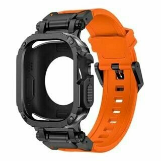 Ремешок+чехол для Apple Watch Band Ultra 2 49 мм 44 мм 45 мм, силиконовый браслет TPU протектор крышка для IWatch серии 9 8 7 6 5 4-ROMIKY