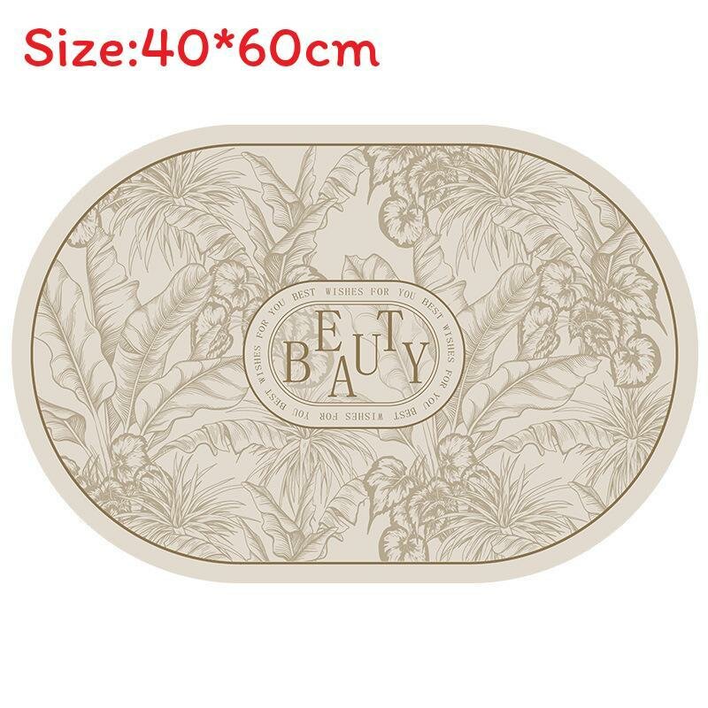 Bath mat botanical pattern silicone with fastdrying fabric for bathroom and entrance decoration fantasy ellipse