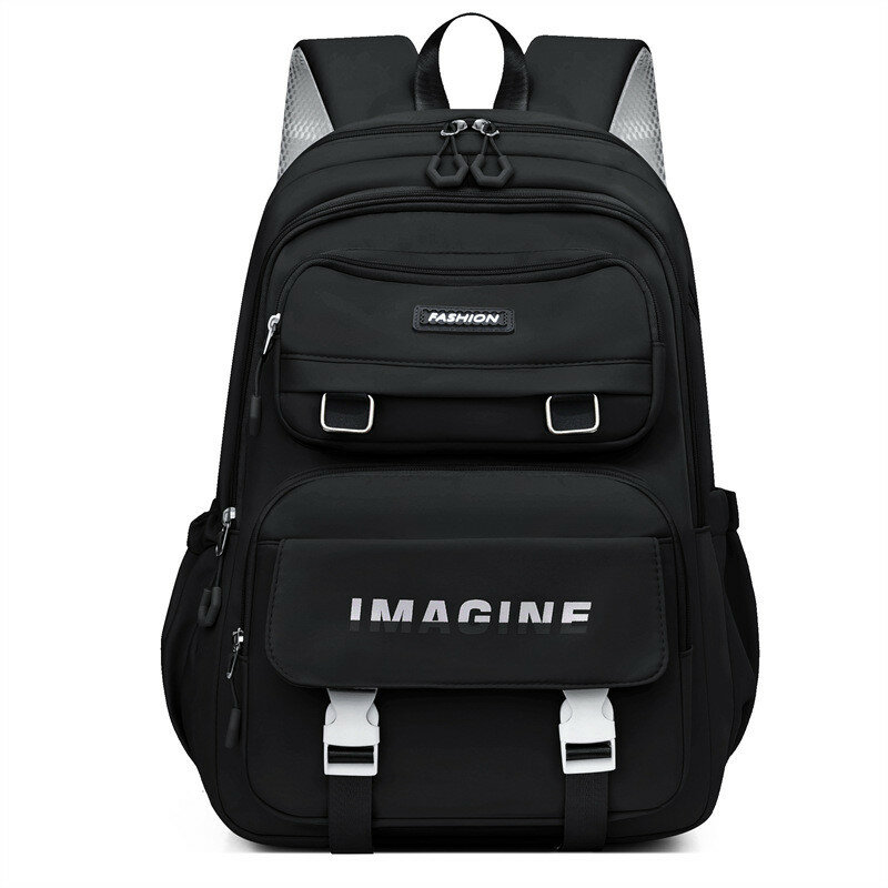 Backpack trendy teen with solid color design and spacious storage for classes brand unknown, black