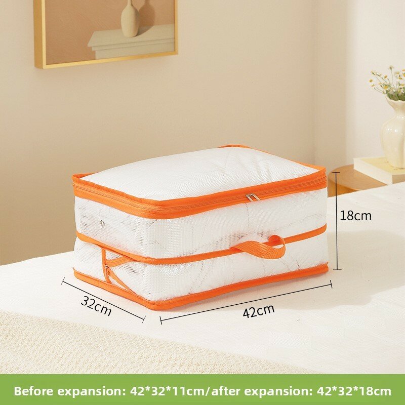Storage bag pvc portable with mesh panel for bedroom and dorm orange s
