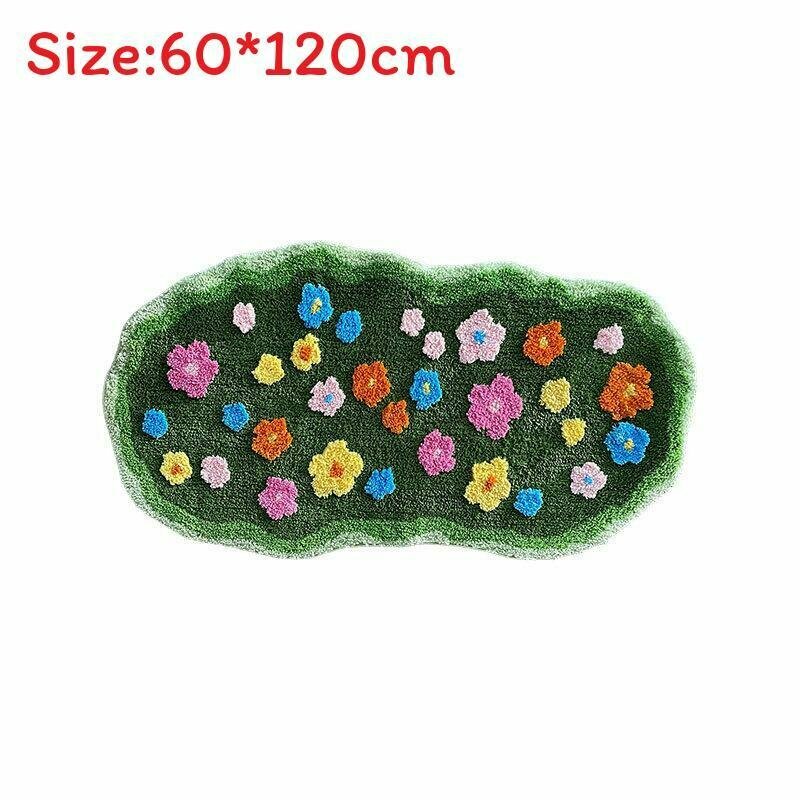 Small fresh moss bedroom rug with water absorption non slip shaggy style for comfortable home space flower field