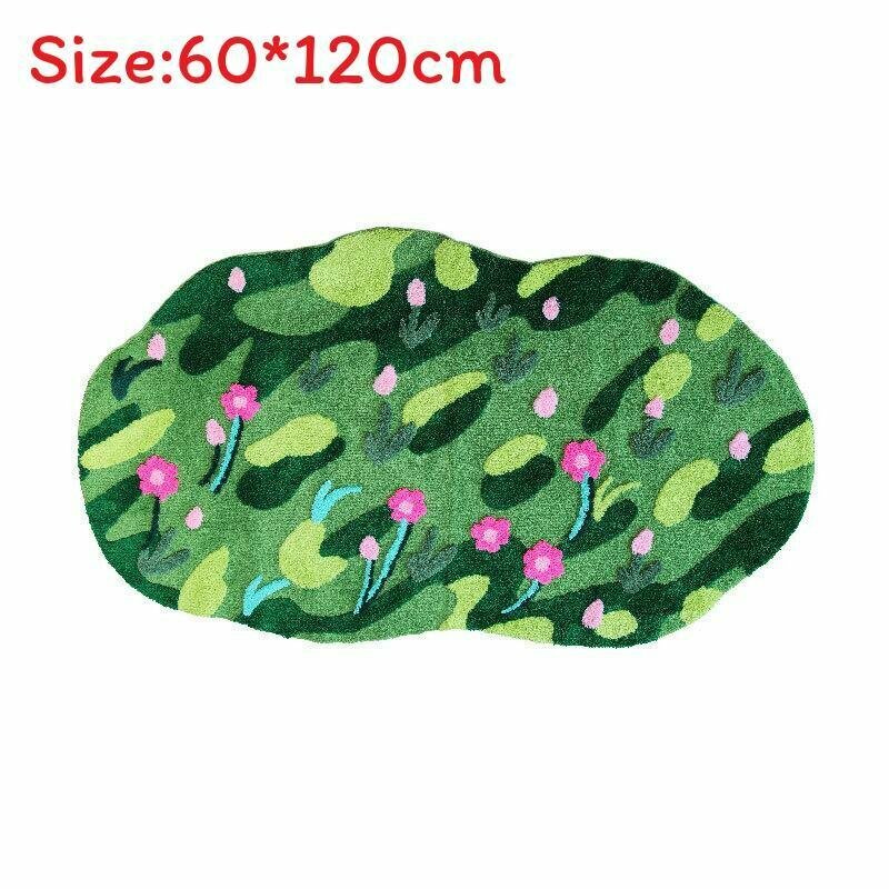 Geometric pattern bedroom mat with water absorption non slip shaggy fabric for cozy home and bedroom use autumn