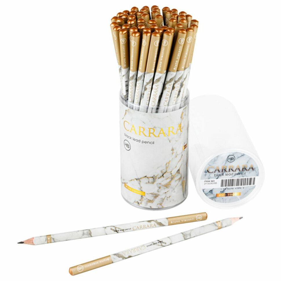 Карандаш чернографитный BRUNO VISCONTI, 1 шт, "Carrara. White", НВ, заточенный, трехгранный, 21-0030/95, 50 штук, 182211