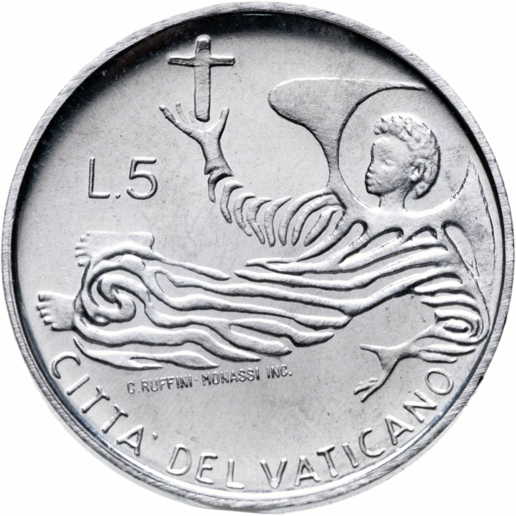 Ватикан 5 лир lire 1969, Алюминий, в сохранности UNC