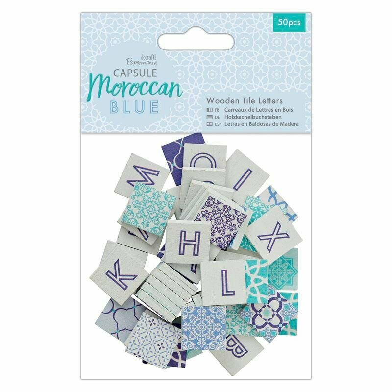 Набор букв docrafts "Moroccan Blue", на основе из дерева, 50 шт