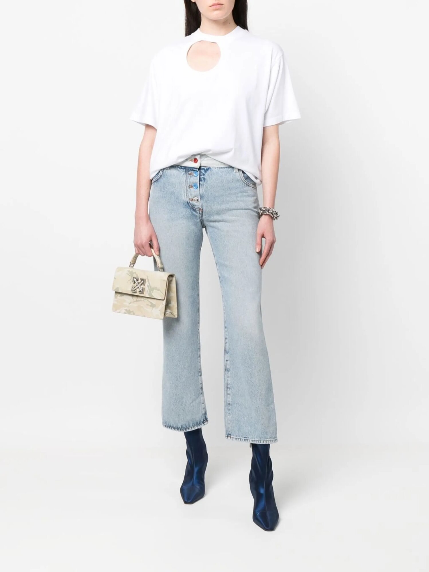 Футболка Off-White, размер 36, бежевый/белый — фото 1