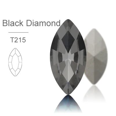 Хрустальные стразы Astrobox Navette 9X18mm 10Pcs, Black Diamond
