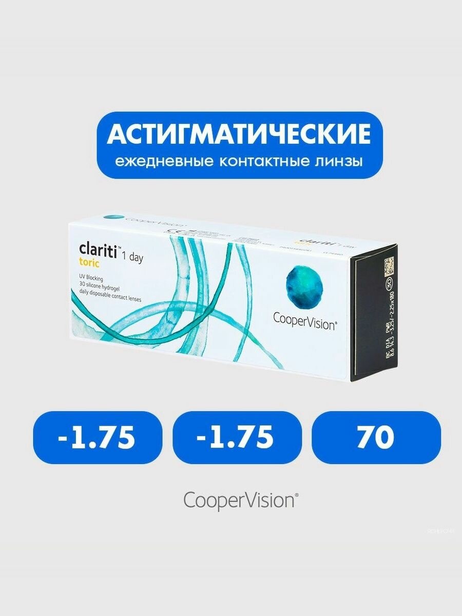Clariti 1 day toric (30 линз) -1.75 -1.75 70 Линзы контактные мягкие корригирующие однодневные