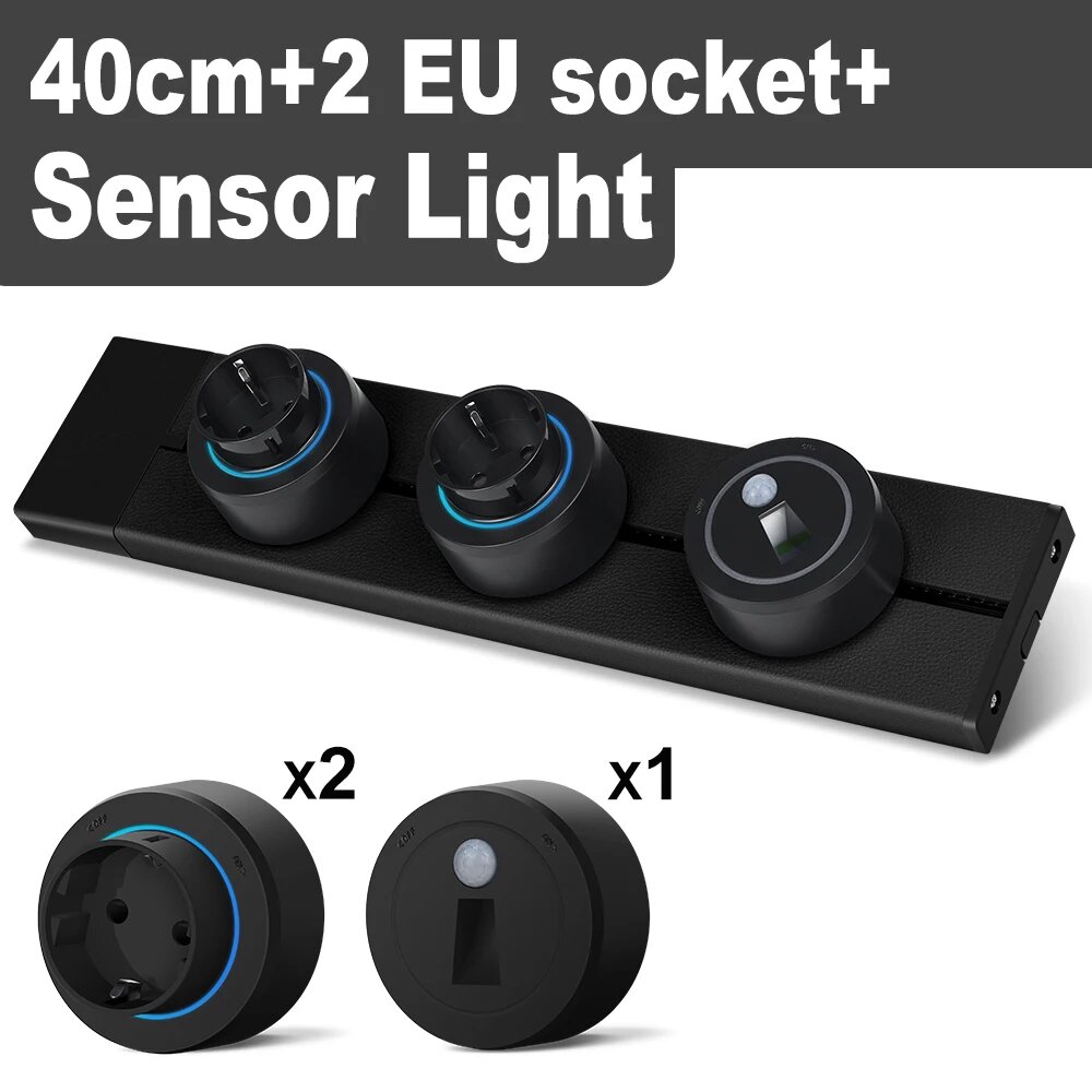 SRAN Сдвижная настенная розетка с USB, черная, 16А BK40 2EU LED