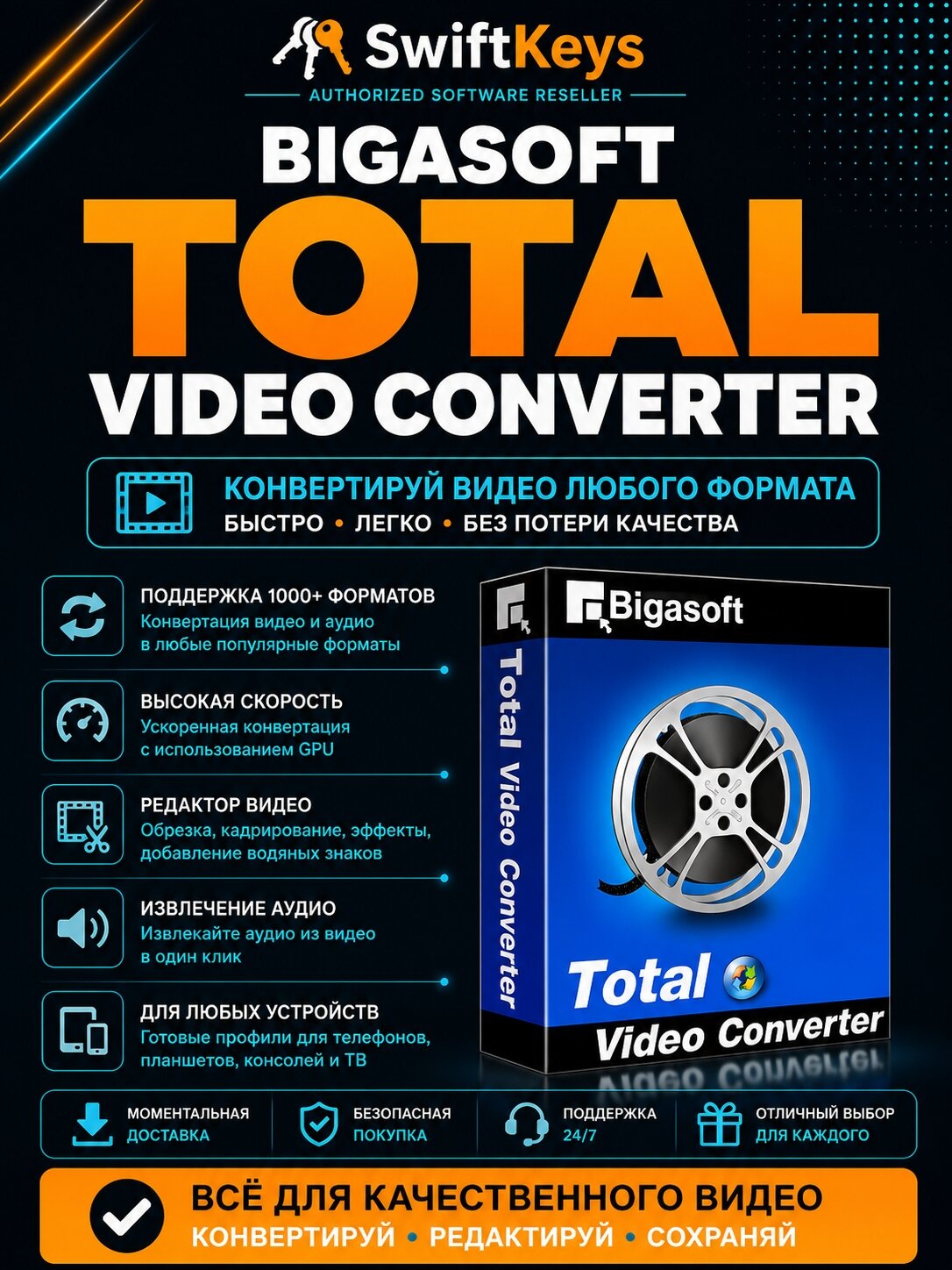 Bigasoft Total Video Converter PC Ключ • Цифровой ключ • Видео конвертер