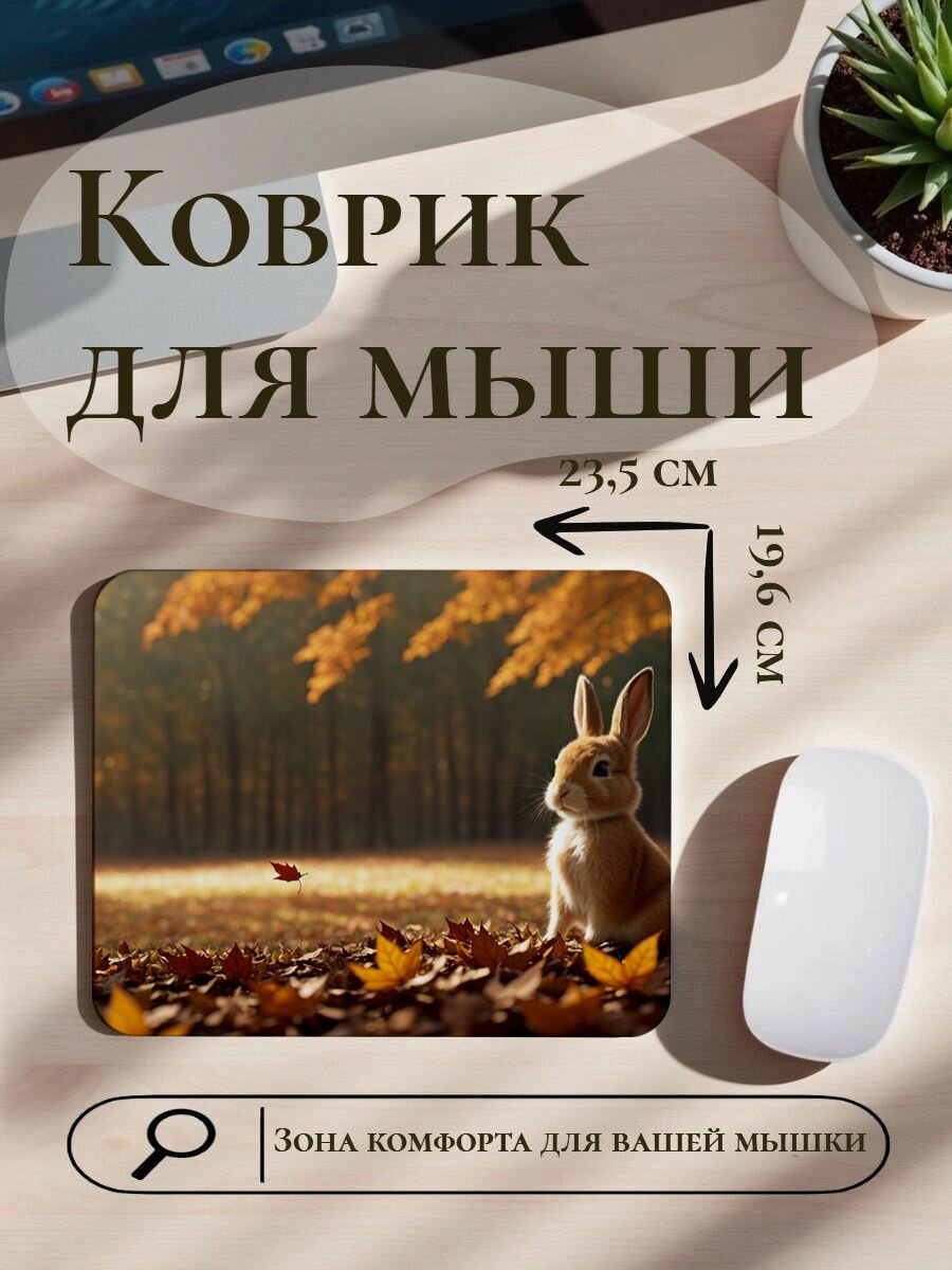 Коврик для мыши Заяц в осеннем лесу