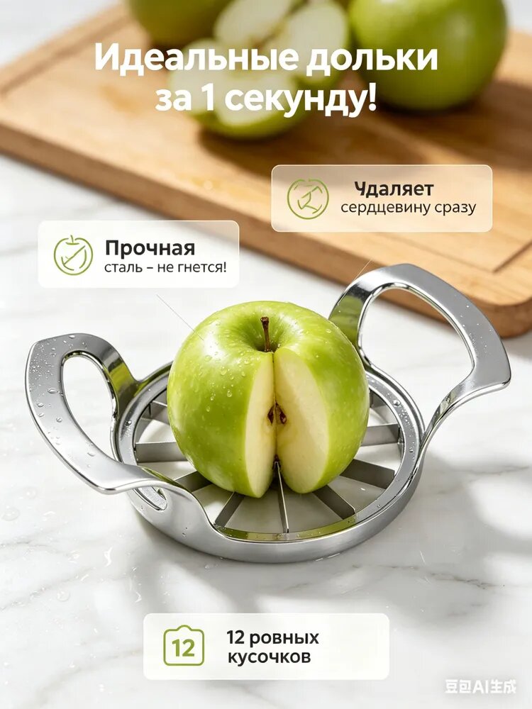 Яблокорезка металлическая, ручной нож для резки яблок на дольки, удалитель сердцевины, слайсер-разделитель для фруктов и груш из нержавеющей стали, кухонный гаджет для дома