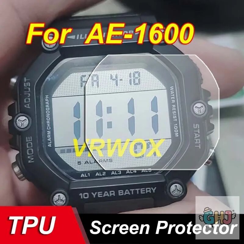 2шт Защитная пленка для экрана TPU Nano для часов For AE-1600H-1A AE-1600H-5A, защитная пленка для экрана с полным покрытием HD Clear с защитой от пузырьков и царапин