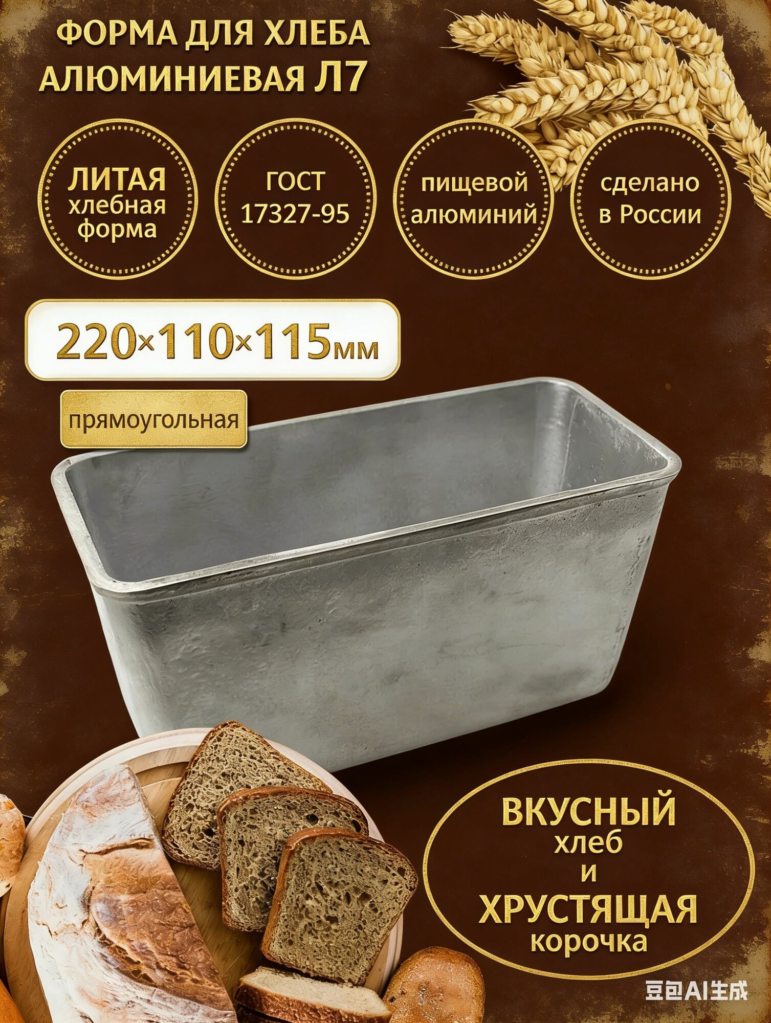 Форма для выпечки, Прямоугольная, 1 яч, 11 см x 22 см, 1 шт