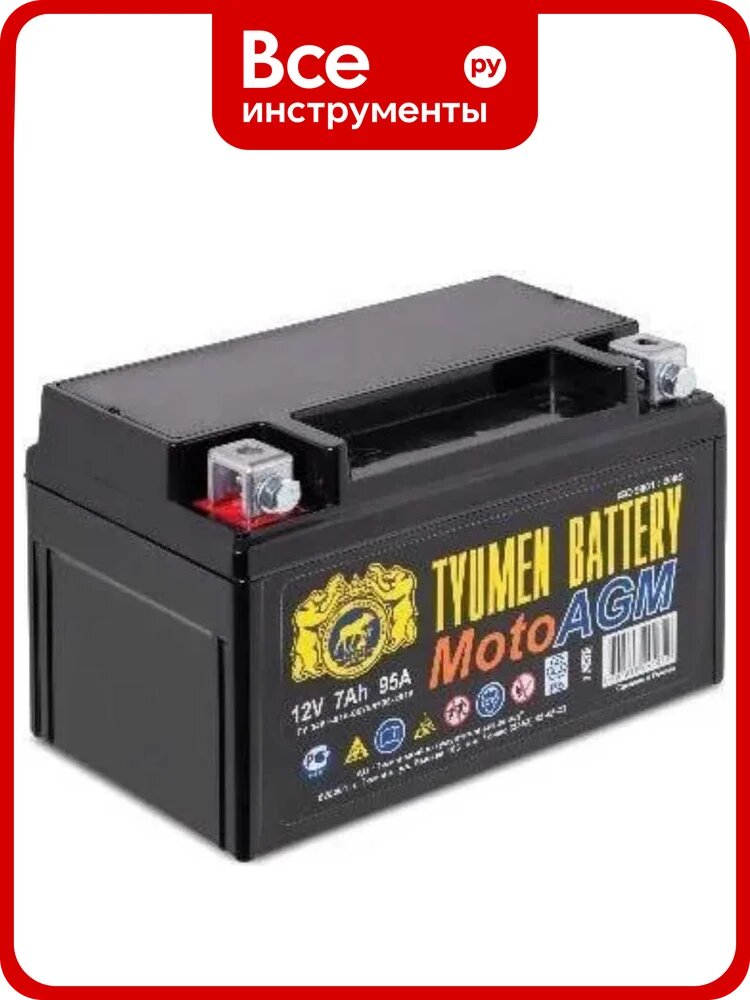 АКБ TYUMEN BATTERY мото 6МТС-7 AGM болт TNM7-AGM(б.) прямая полярность для автомобилей легковых и грузовых