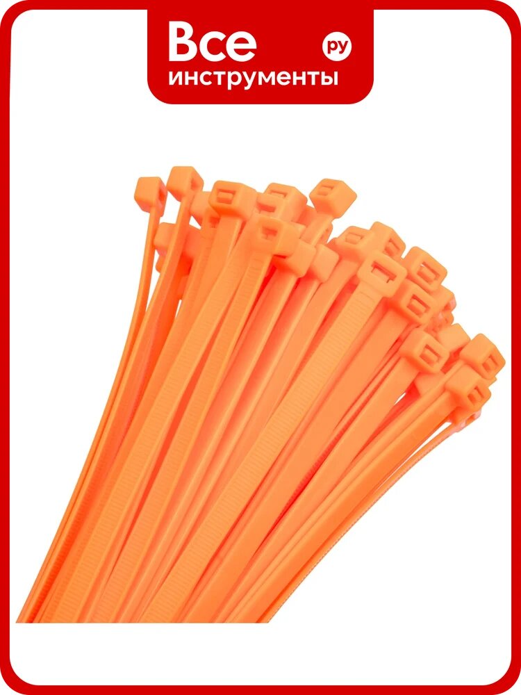 Стяжки кабельные FORTISFLEX КСС Float, полипропиленовые, оранжевые, 100 штук