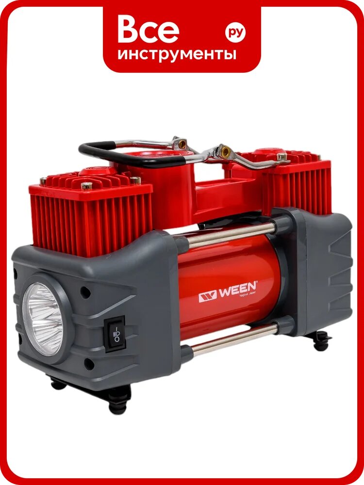 Компрессор автомобильный WEEN Profi-1004, 50 л/мин, с сумкой 172-1004, резиновый, защелками