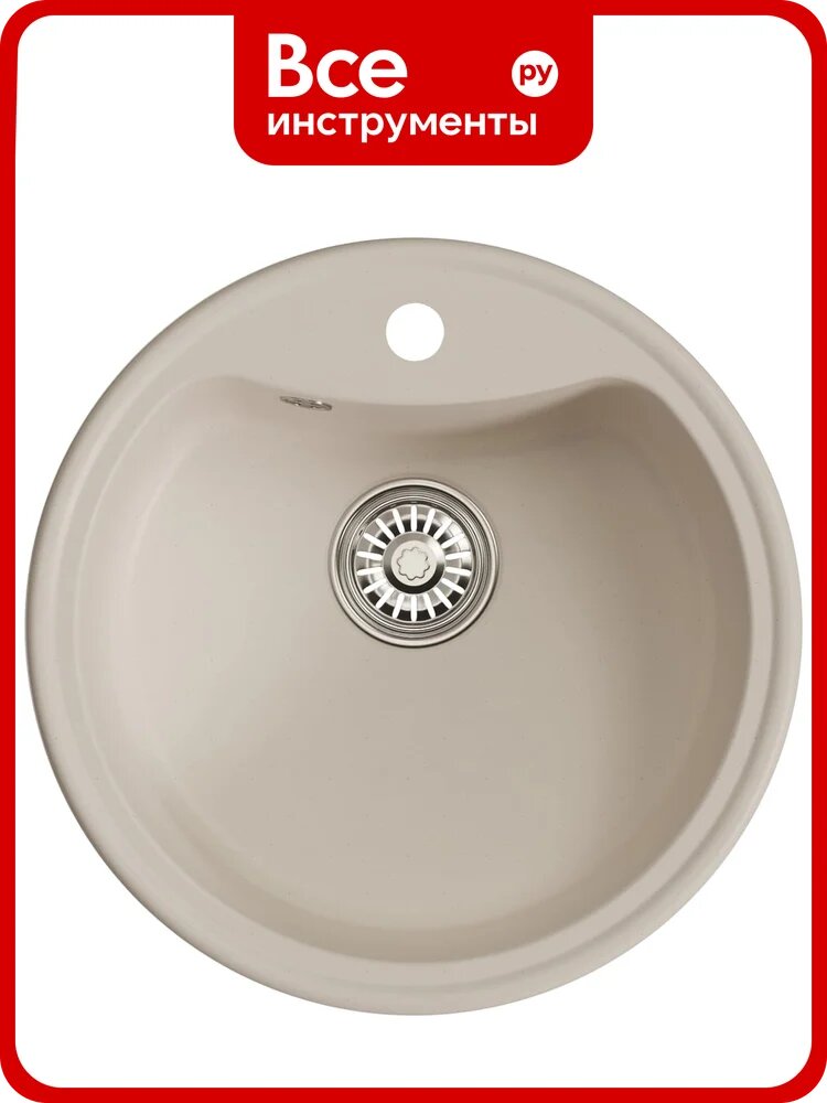 Мойка MIXLINE ML-GM09 круглая, белая 331, 510 мм, глубина чаши 190 NEW, из искусственного мрамора