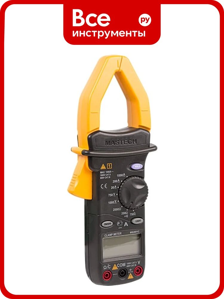 Токовые клещи Mastech MS2001C, 00-00000750, с подсветкой, для измерения температуры