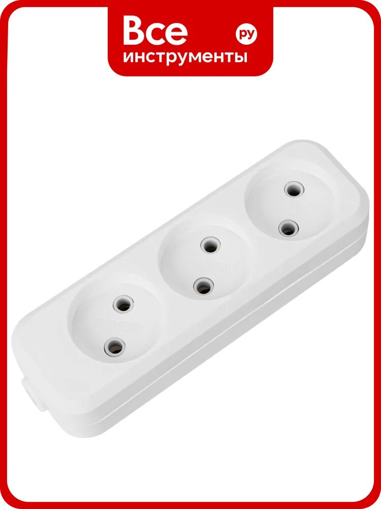 Розеточная колодка TDM ELECTRIC 3 гнезда 2П б/з 10А 250В белая серии Народная SQ1806-0416