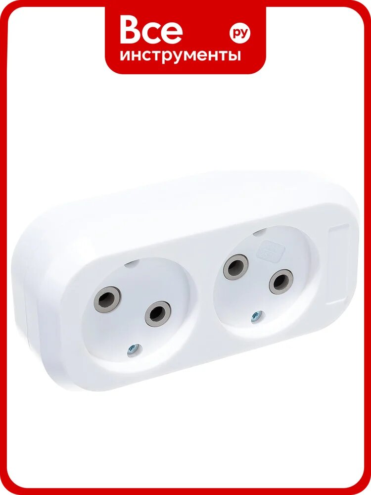 Колодка для удлинителя Ionich 1517, 2 гнезда, IP20, 3500 Вт, белая