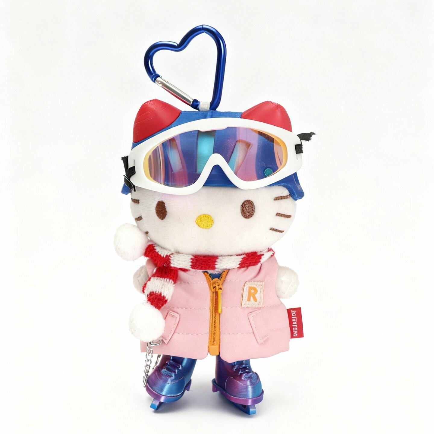 Плюшевый брелок Hello Kitty в розовом комплекте для катания с шлемом и очками
