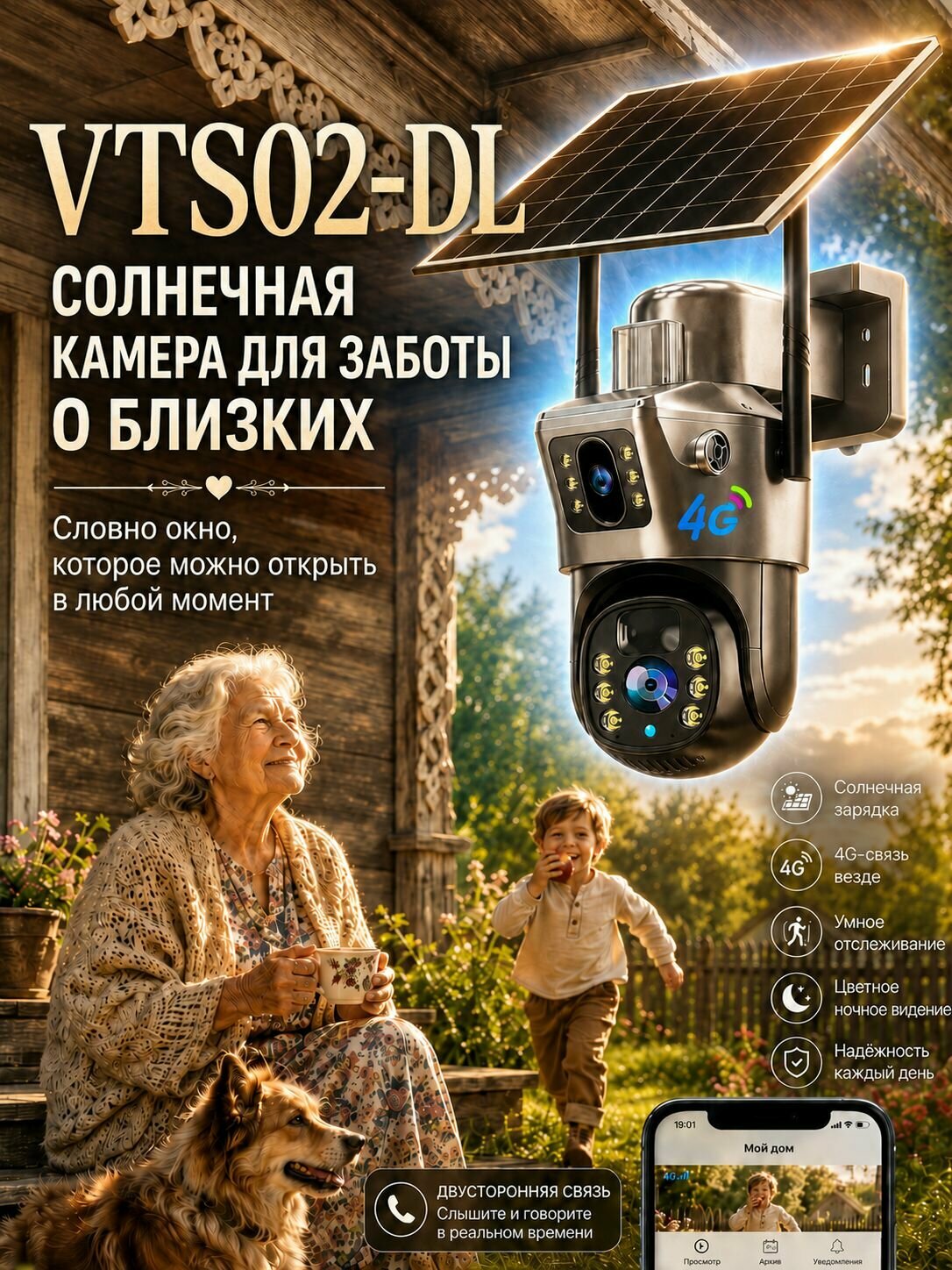 Уличная 4G солнечная камера видеонаблюдения высокой четкости с тремя объективами, 10x оптический зум, ИК ночное видение, удаленный просмотр, оповещения, для дома, магазина и открытых территорий