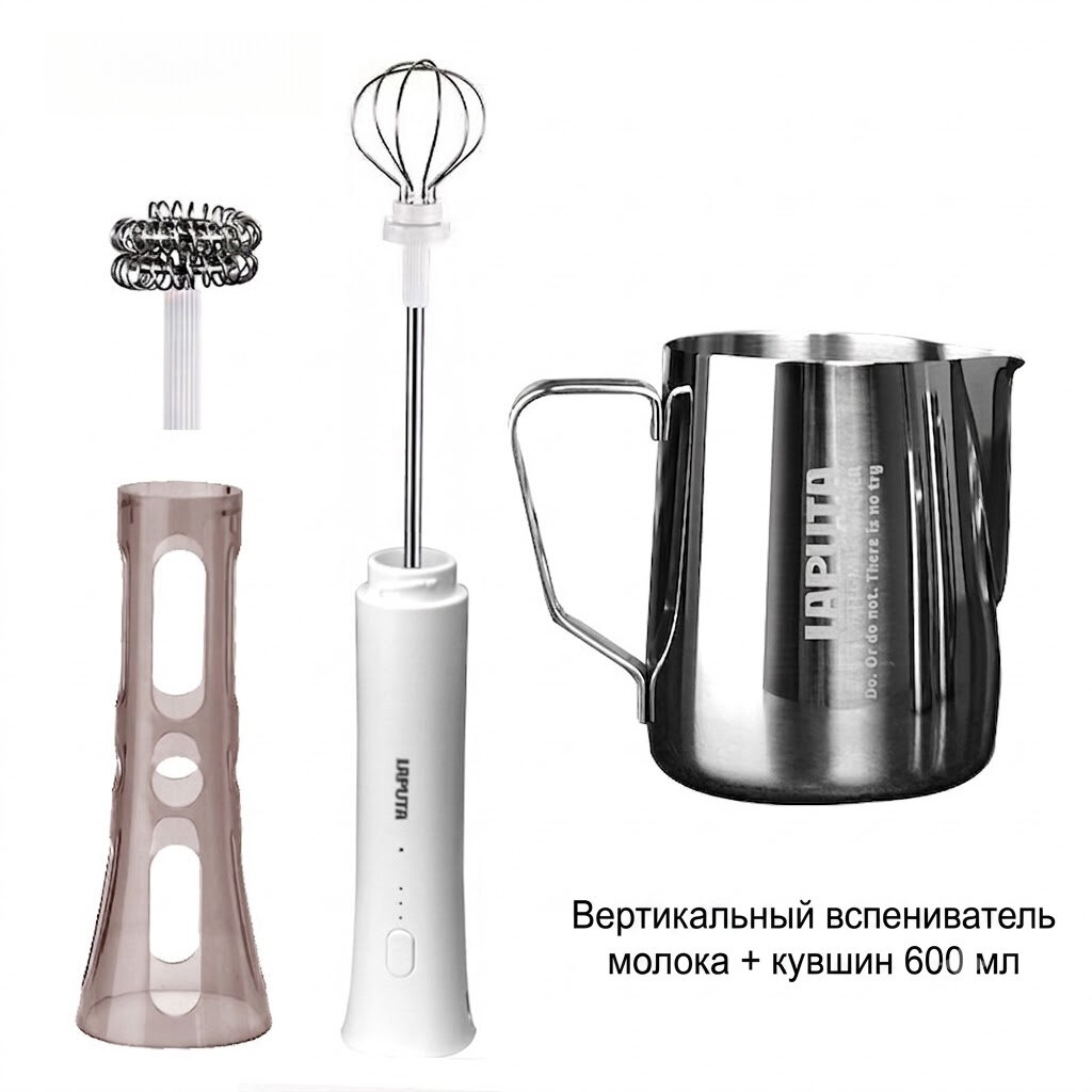 Вспениватель молока Без бренда, 2 насадки, подставка, 25x6 см