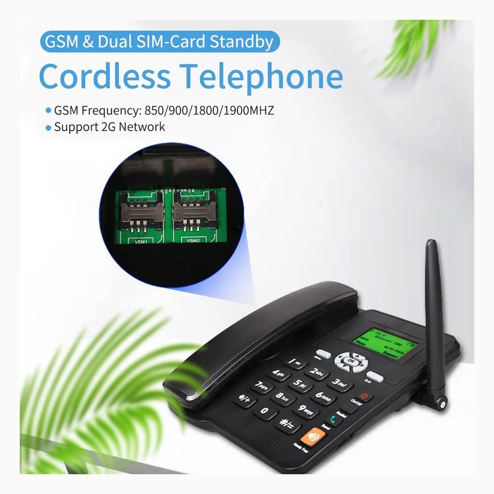 Проводной телефон GSM Dual SIM настольный телефон с дисплеем — фото 1