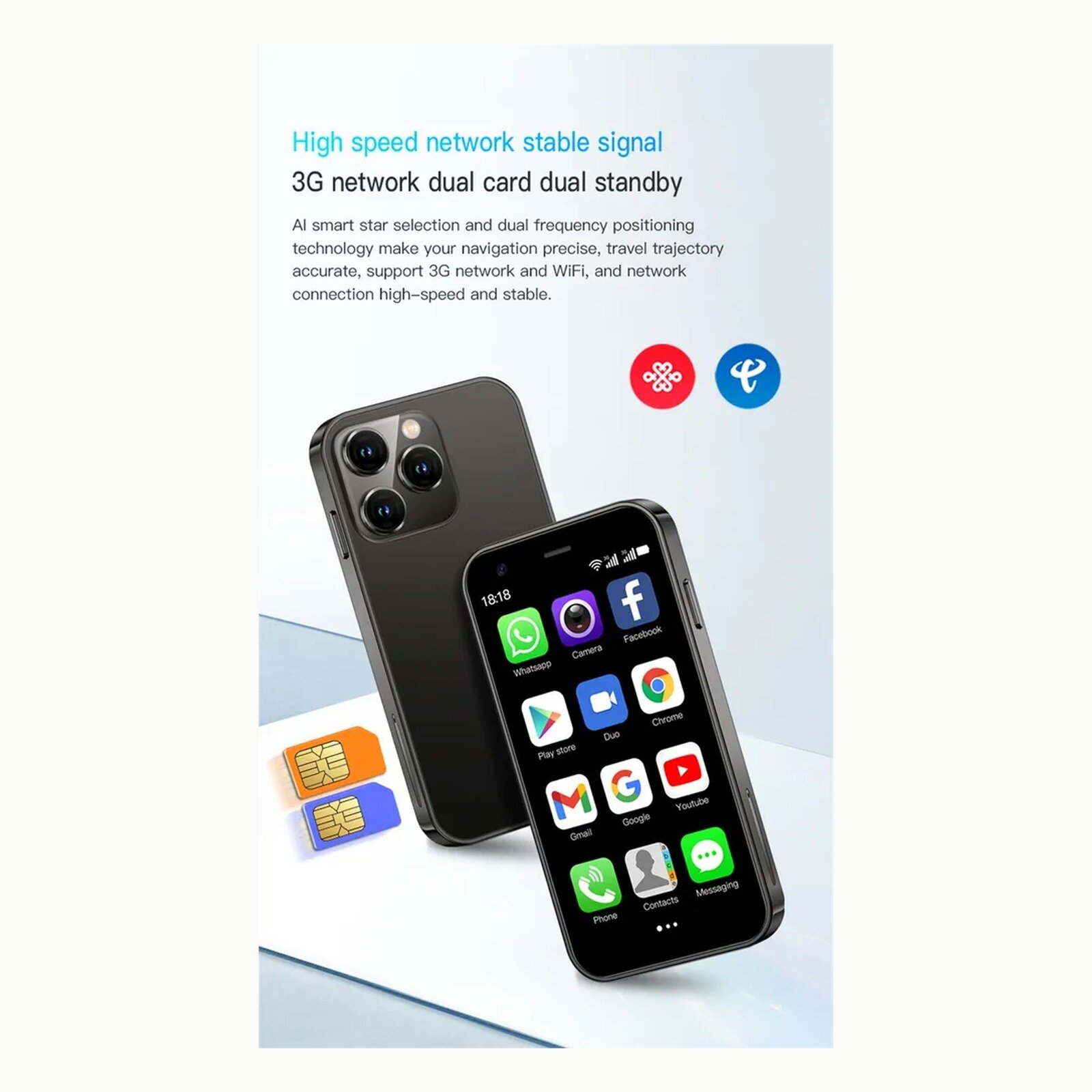 Мини-смартфон 16 ГБ черный Android, с камерой, Bluetooth, Wi-Fi, 4G, 5G — фото 1
